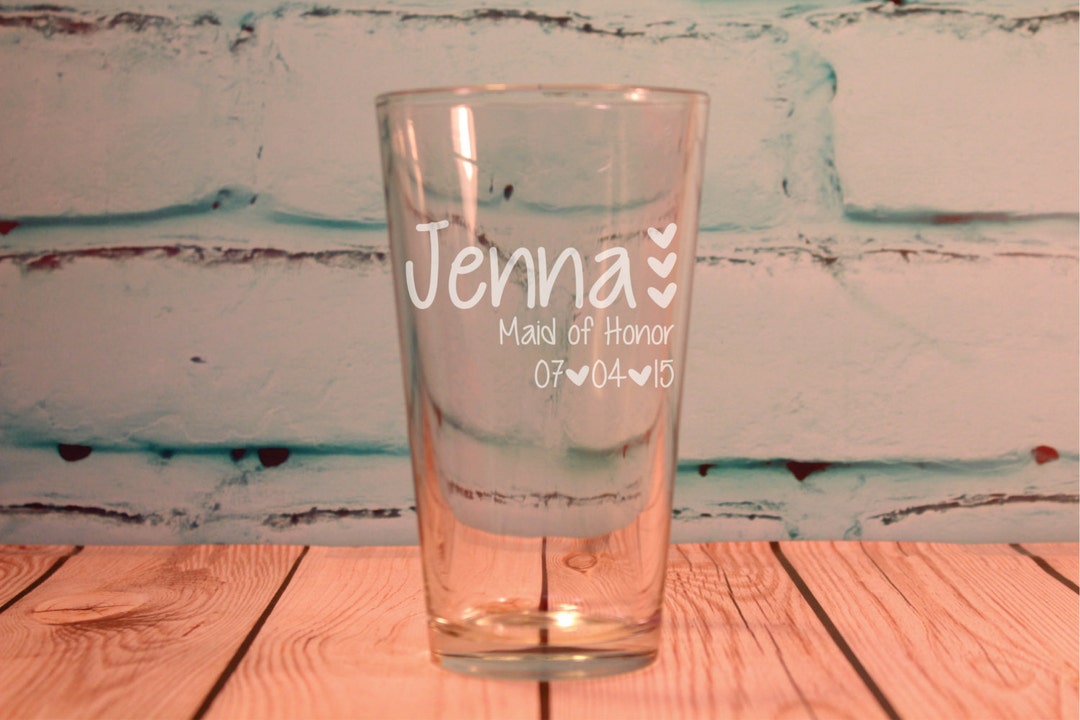 5 Custom Engraved Pint Glasses for Bridesmaids - Etsy