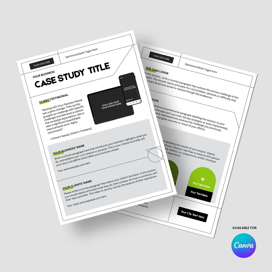 Canva Case Study Template: Client Project Highlights & Results - Etsy
