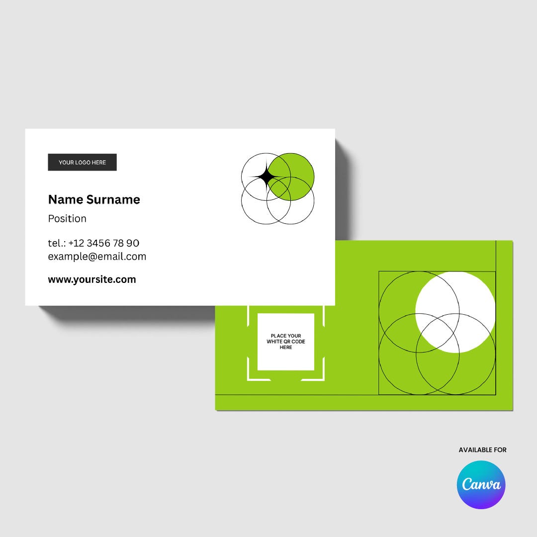Modern Grid Business Card Template: Editable Canva Design - Etsy
