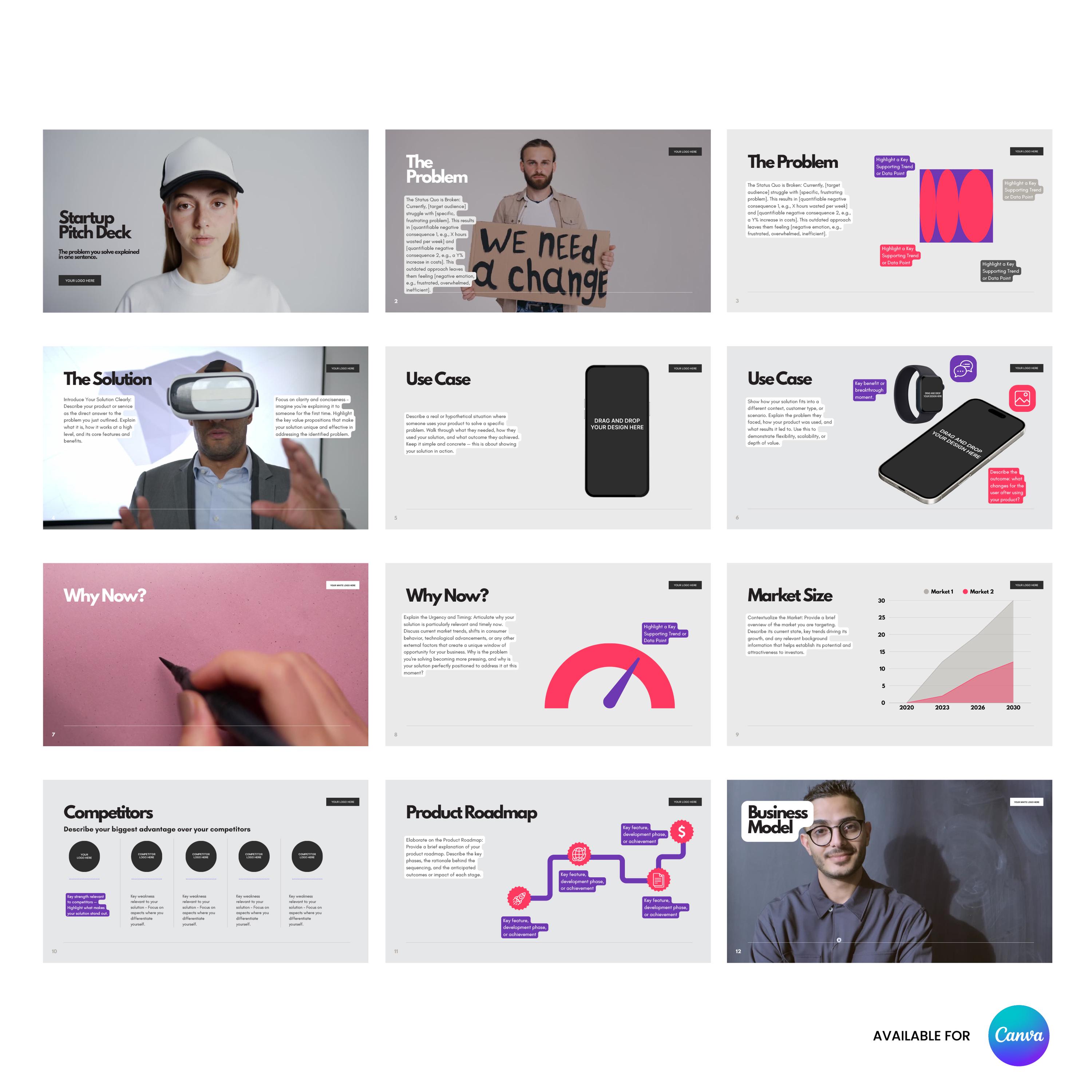 Animated Tech Startup Pitch Deck Template: Canva Investor Presentation ...