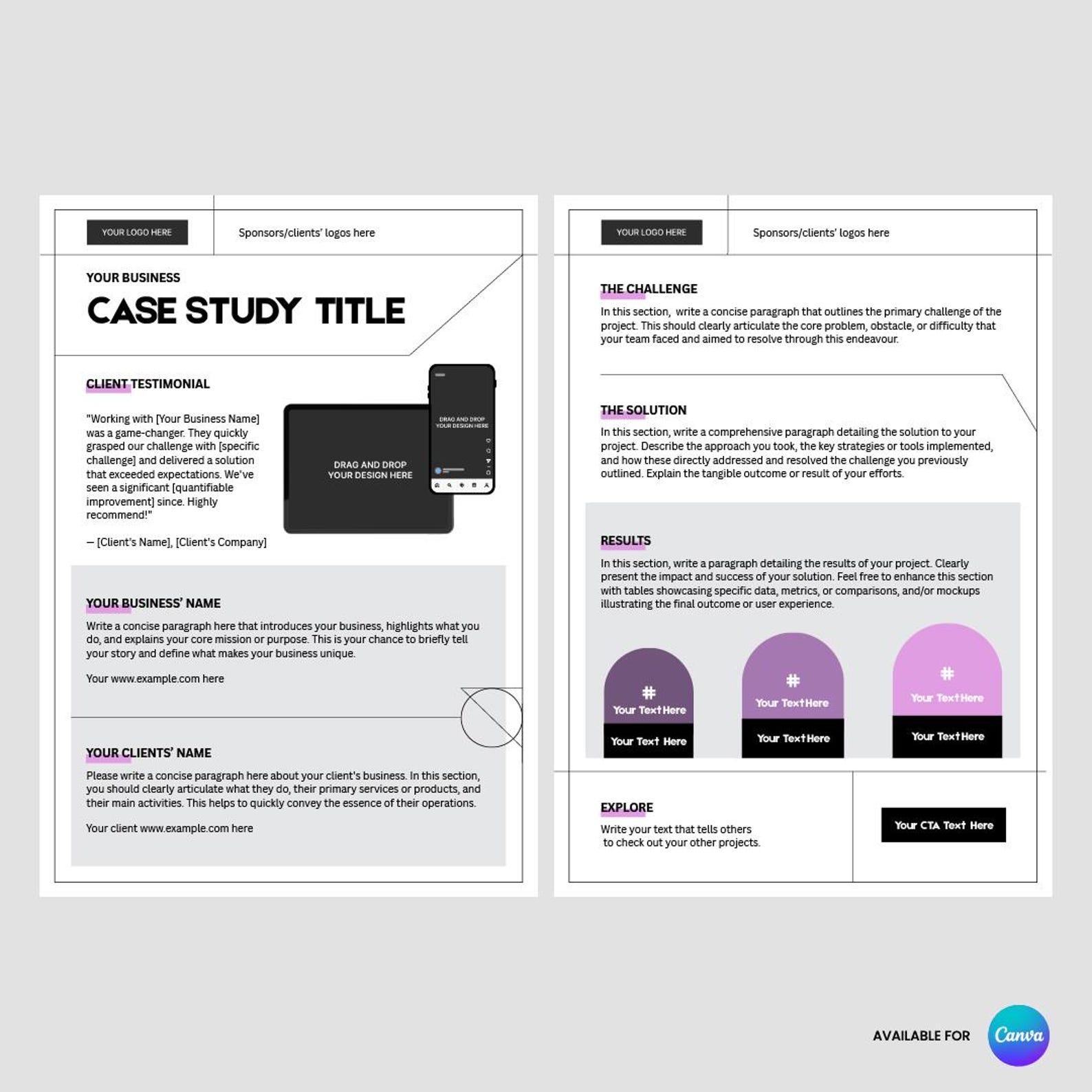 Canva Case Study Template: Modern Business Results Layout - Forma 20 ...