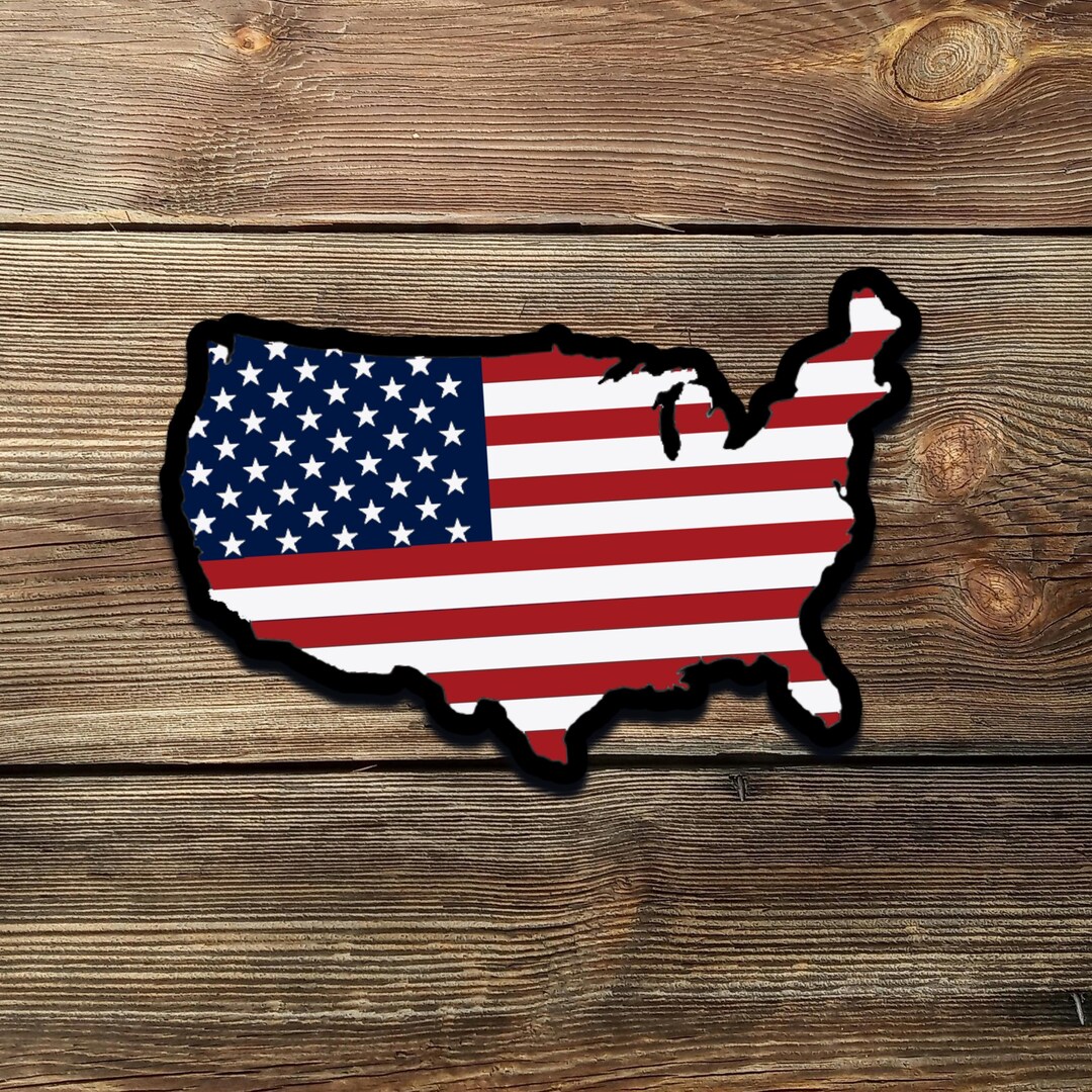 USA Flag Map Sticker – Patriotic America Vinyl Decal – Fourth of July ...