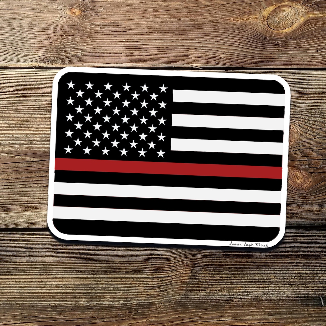 Thin Red Line Flag Sticker – Firefighter Support USA Decal – Honor ...