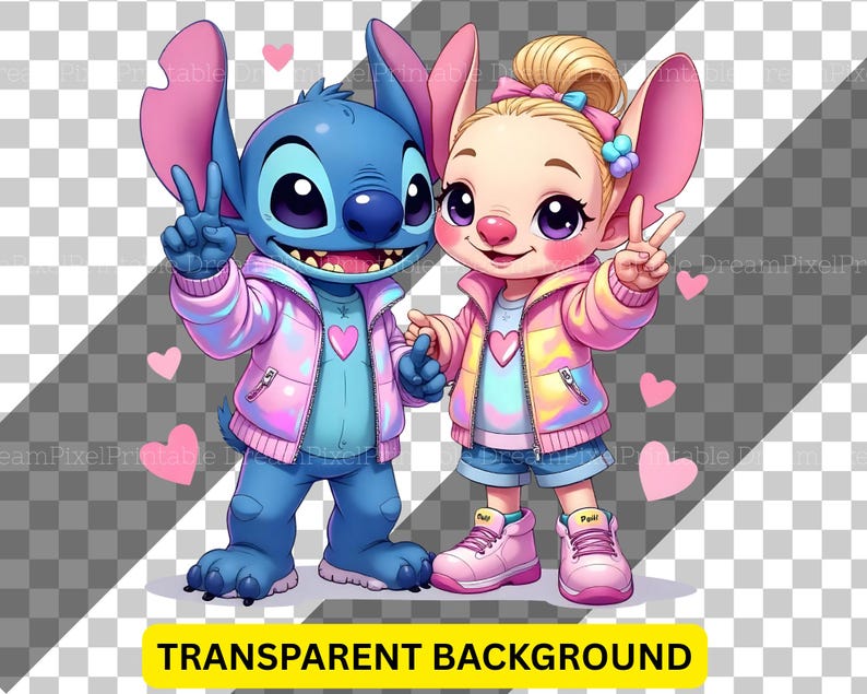 Cute Stitch Blue Alien PNG Bundle | 25 Kawaii Space Creatures ...