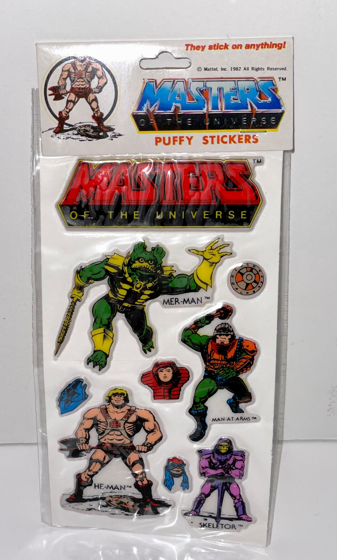 Vintage 1982 MOTU Mattel He Man Heman Puffy Stickers New MISP Dead ...