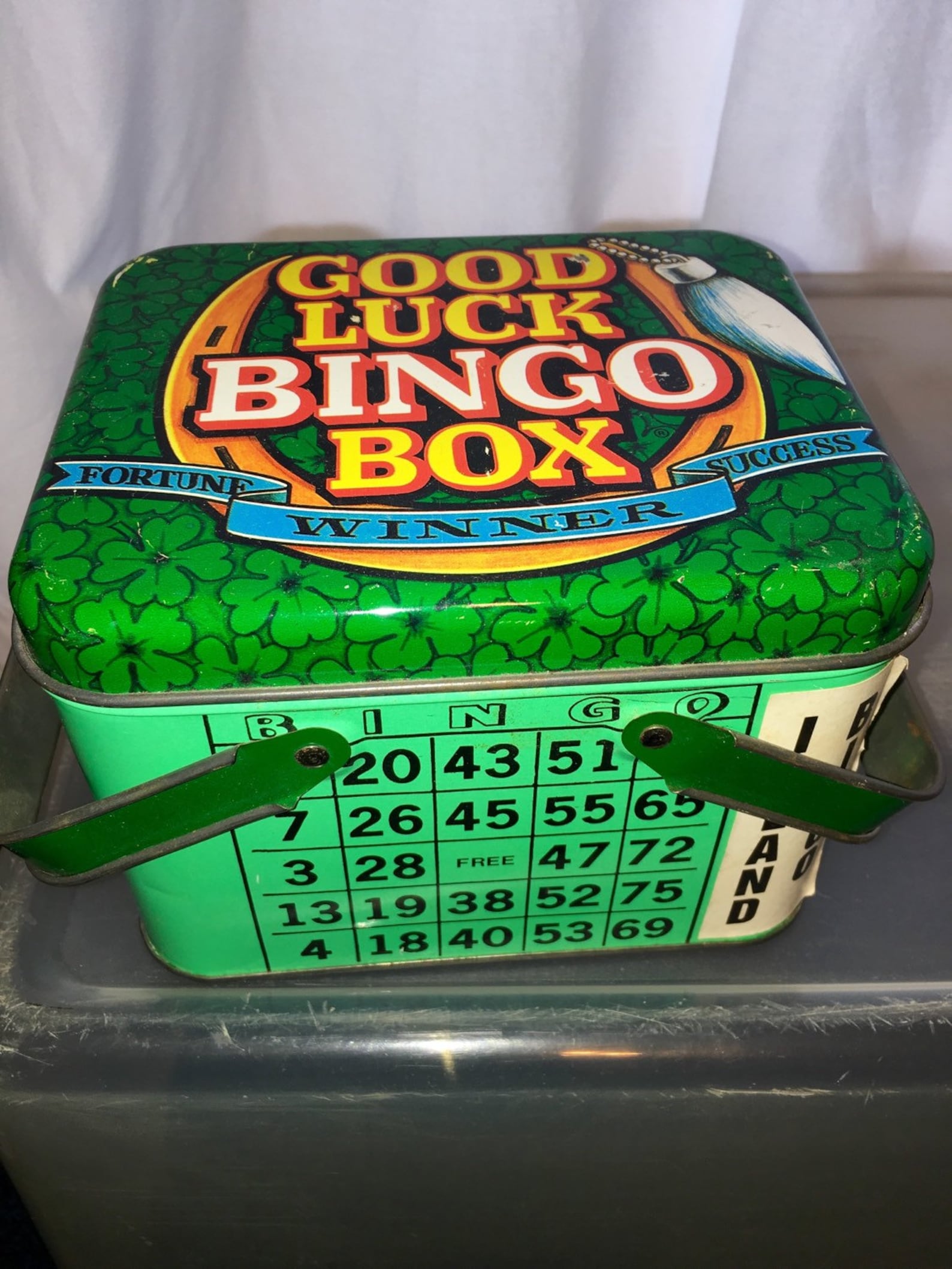 Vintage Good Luck Bingo Casino Premium Advertising Metal Lunch Box ...