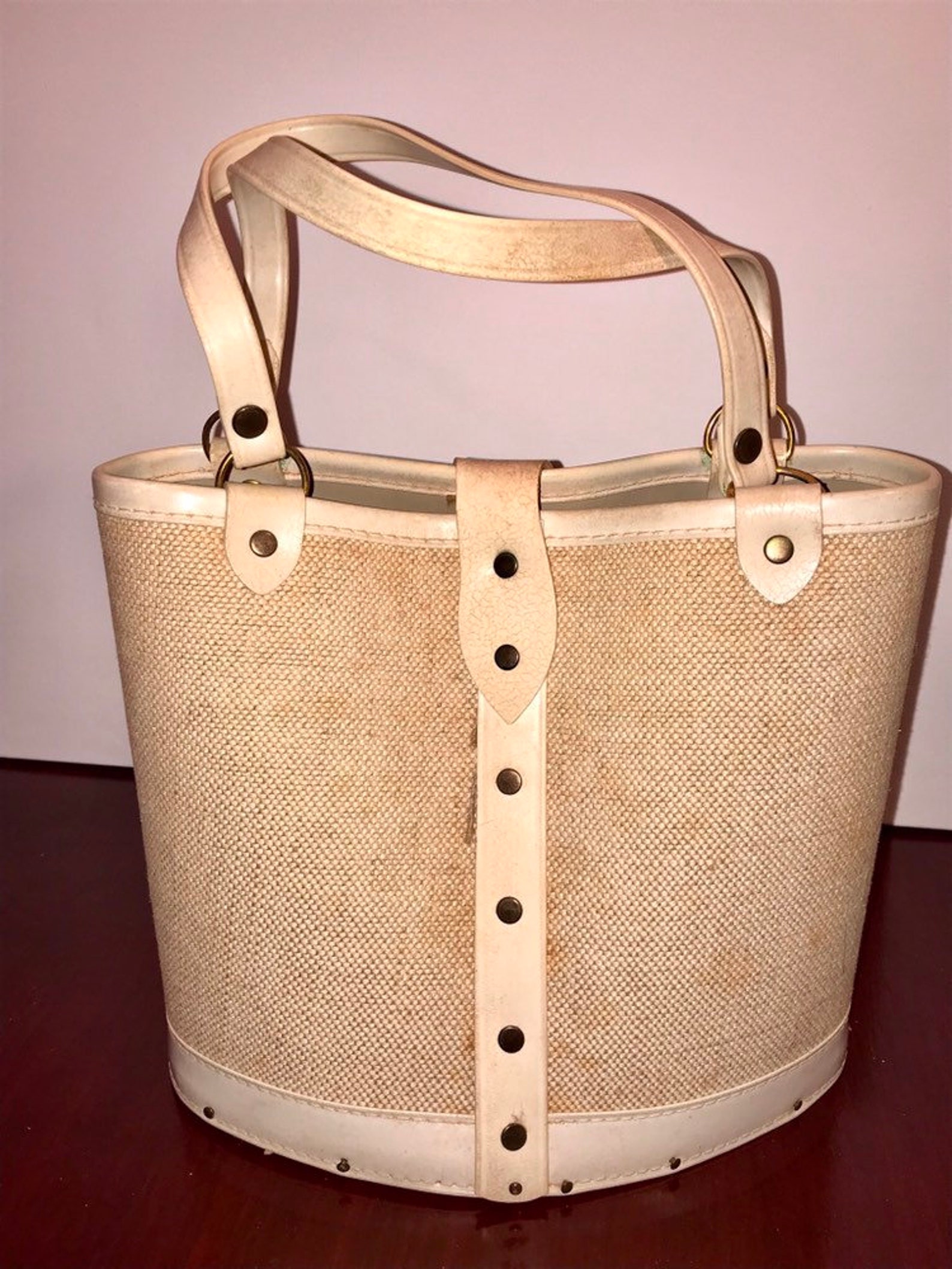 Vintage Flat Bottom Bucket Bag Purse - Etsy