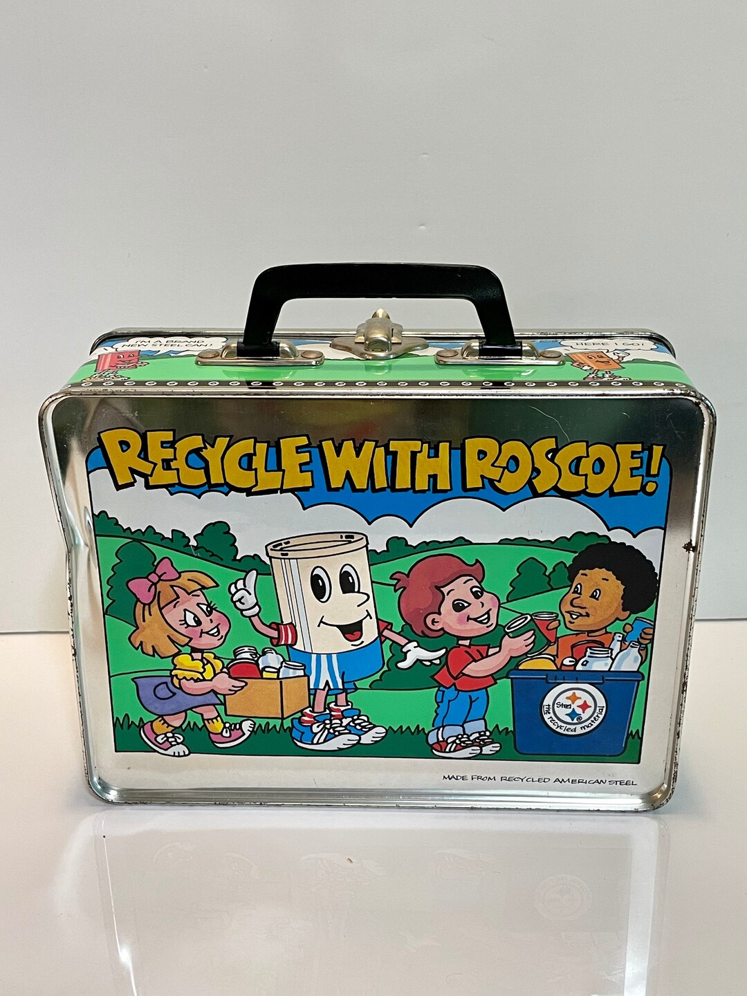 Vintage Rare Recycle With Roscoe American Steel Promo Lunch Box Steel ...