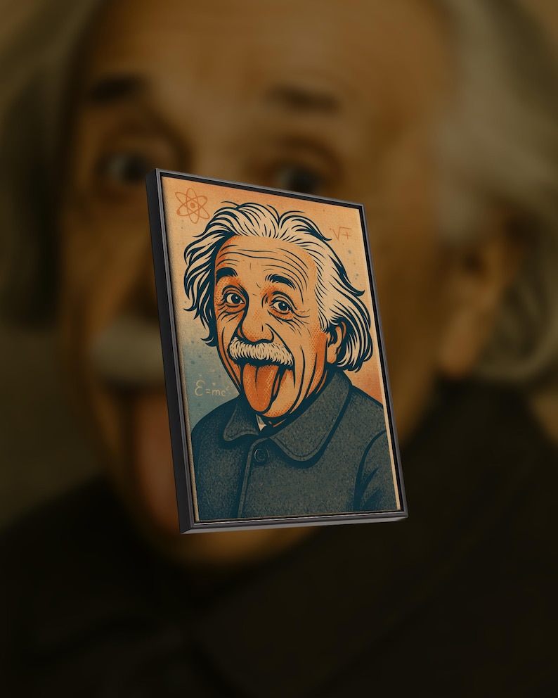 Albert Einstein Tongue Out Retro Poster, Funny Physics Wall Art ...