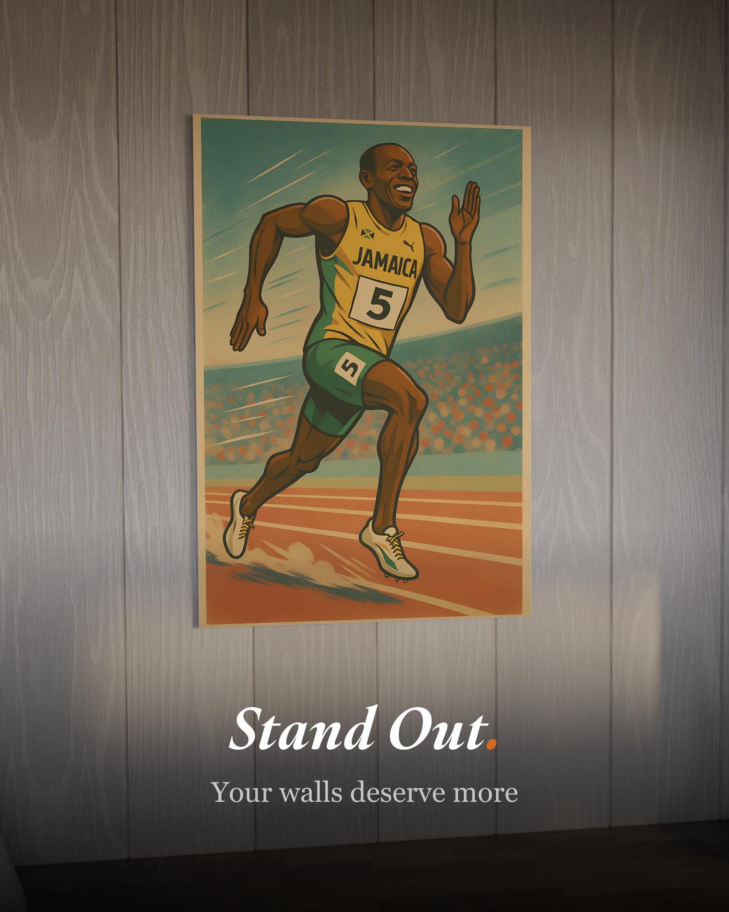 Usain Bolt Sprinting Poster, Fastest Man Wall Art, Inspirational ...