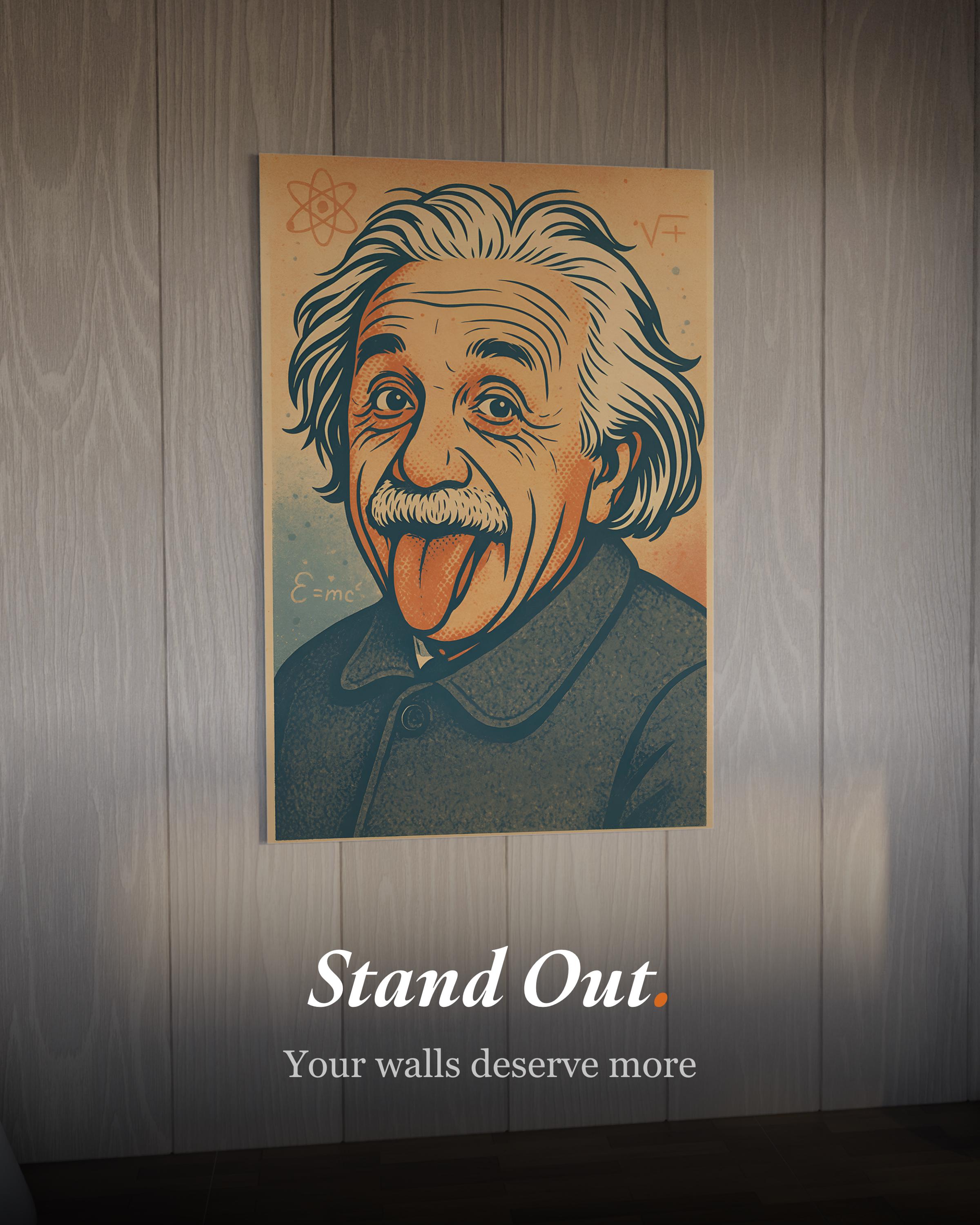 Albert Einstein Tongue Out Retro Poster, Funny Physics Wall Art ...