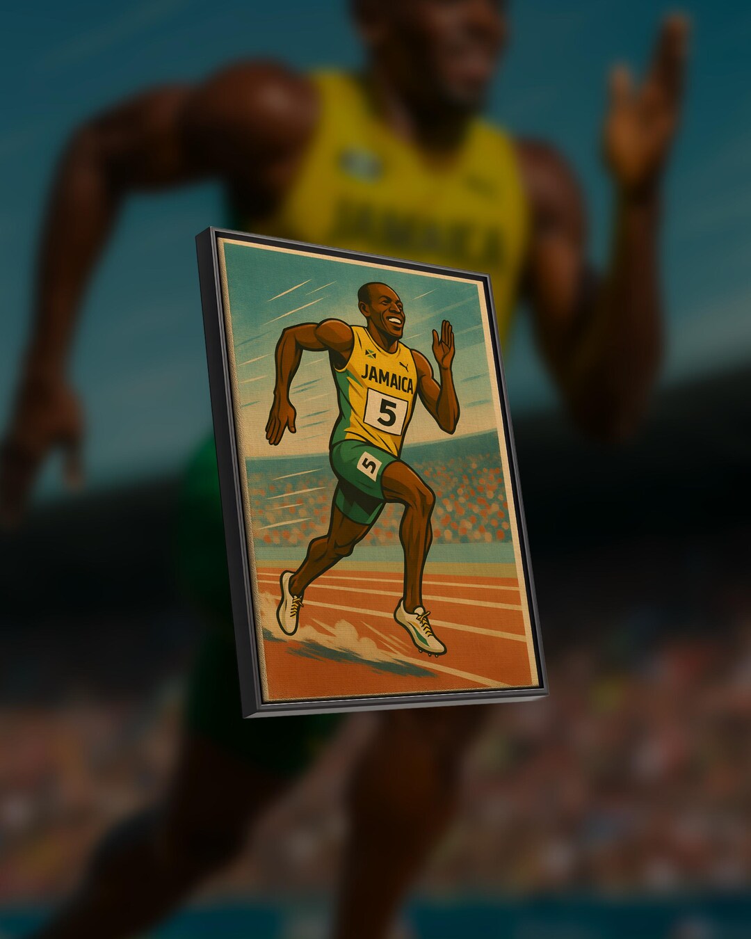 Usain Bolt Sprinting Poster, Fastest Man Wall Art, Inspirational ...
