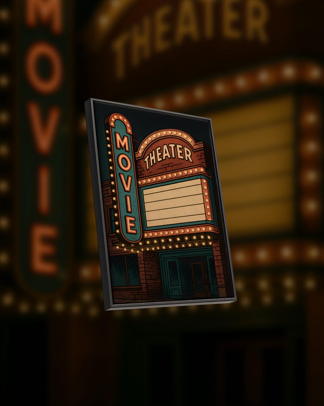 Vintage Movie Theater Poster | Retro Cinema Wall Art | Classic Film Marquee Print | Home Theater ...
