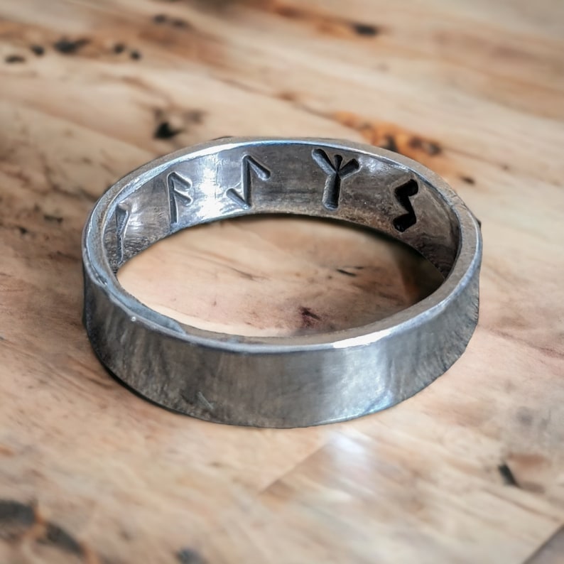 Minimalist Viking Rune Ring With Custom Message and Size Sterling ...