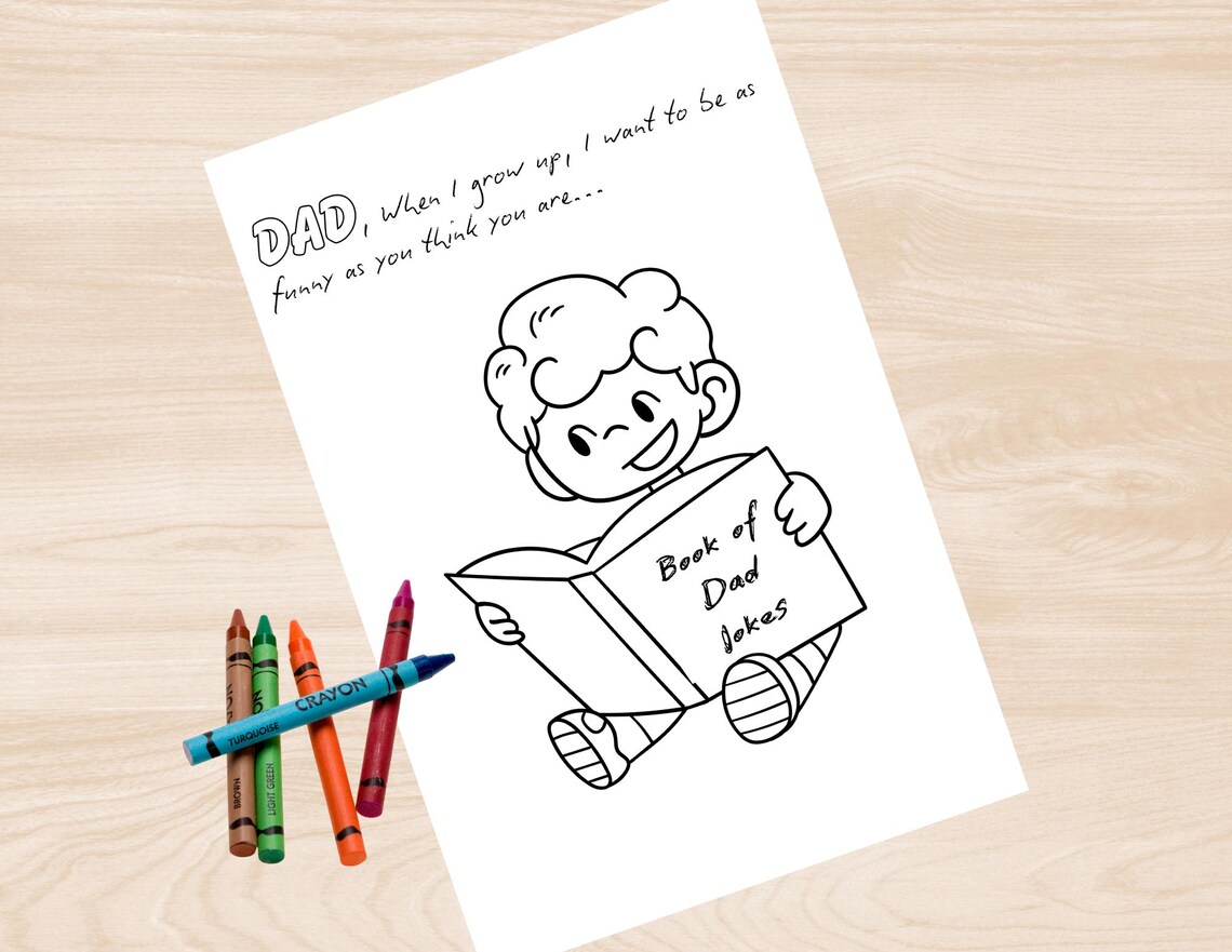 Father's Day - Set of 7 - Funny Printable Coloring Pages - Dad Jokes - Etsy