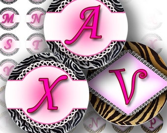 1.5 inch circle digital art alphabet letters collage bottle | Etsy