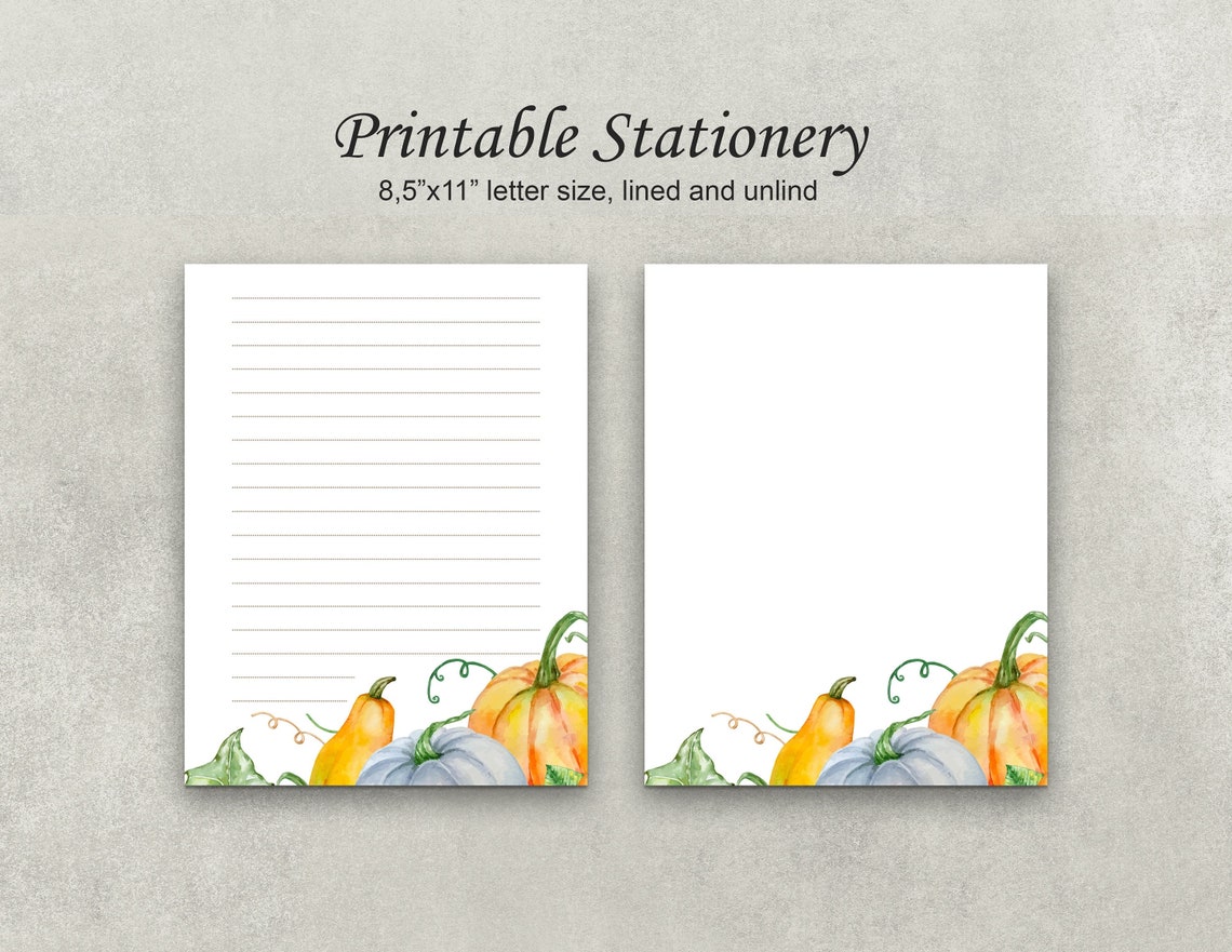 PRINTABLE Paper Letter Size 8.5x11 With Autumn Pumpkins, Printable ...