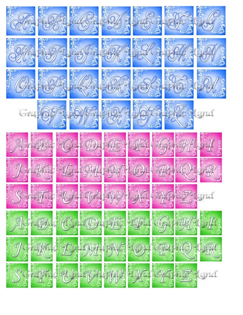 1x1 Inch Graphic Art for Scrabble Tiles Alphabet Letters Images Digital ...