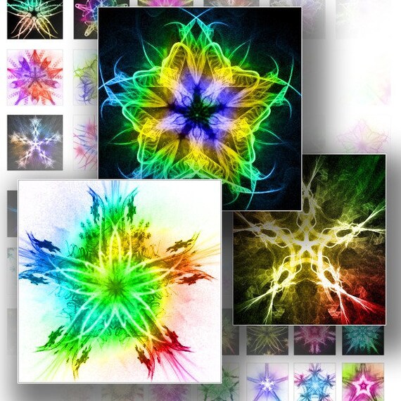 Digital Collage Sheet Glowing Neon Rainbow Stars 1 Inch - Etsy