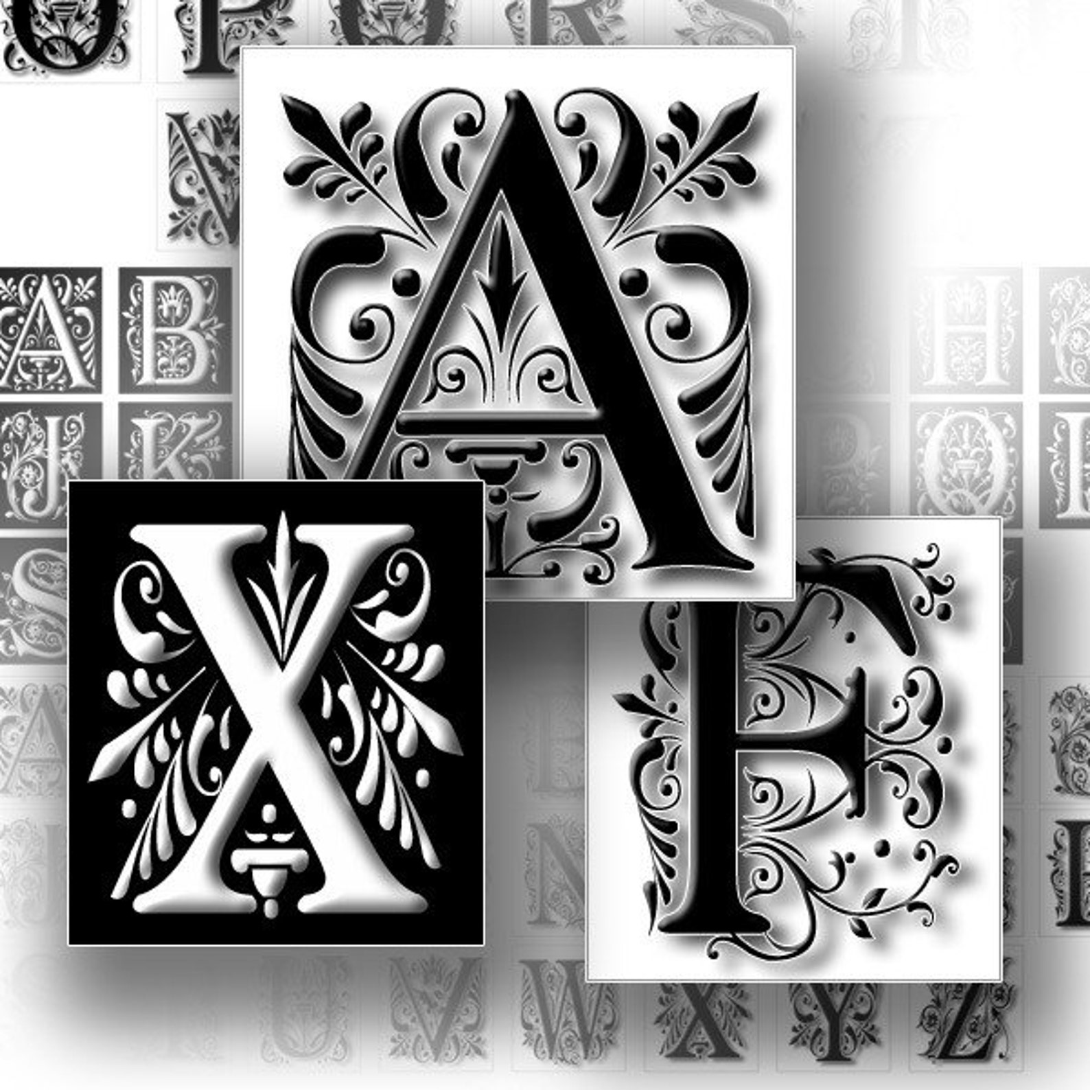 Alphabet Letters Monogram Digital Collage Sheet 1 Inch Square Scrabble ...
