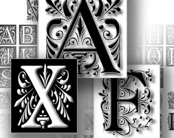 Digital Alphabet Letters Collage Sheet 1 Inch Graphics | Etsy