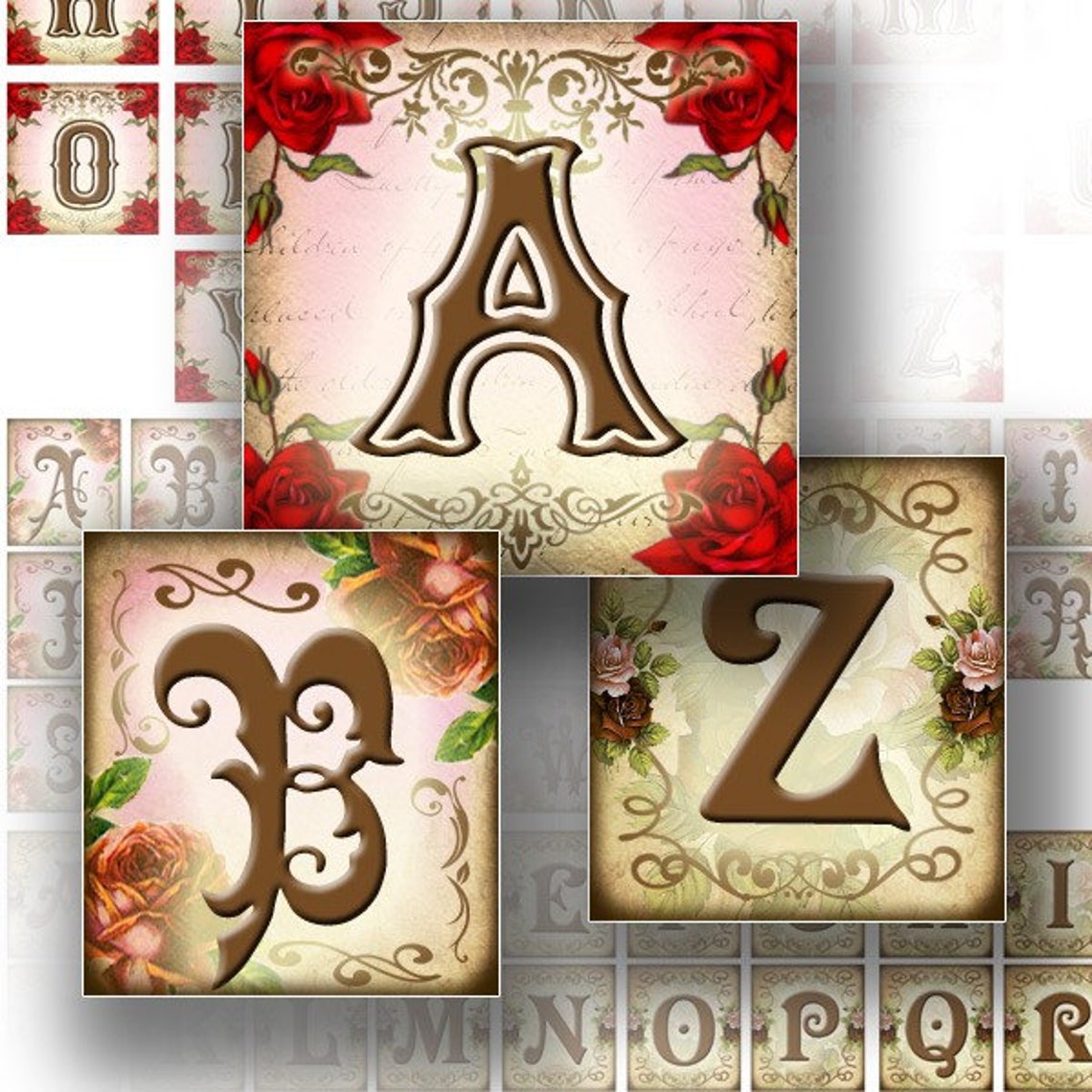Alphabet Letters Digital Collage for Scrabble Tiles 1 Inch Digital Art ...