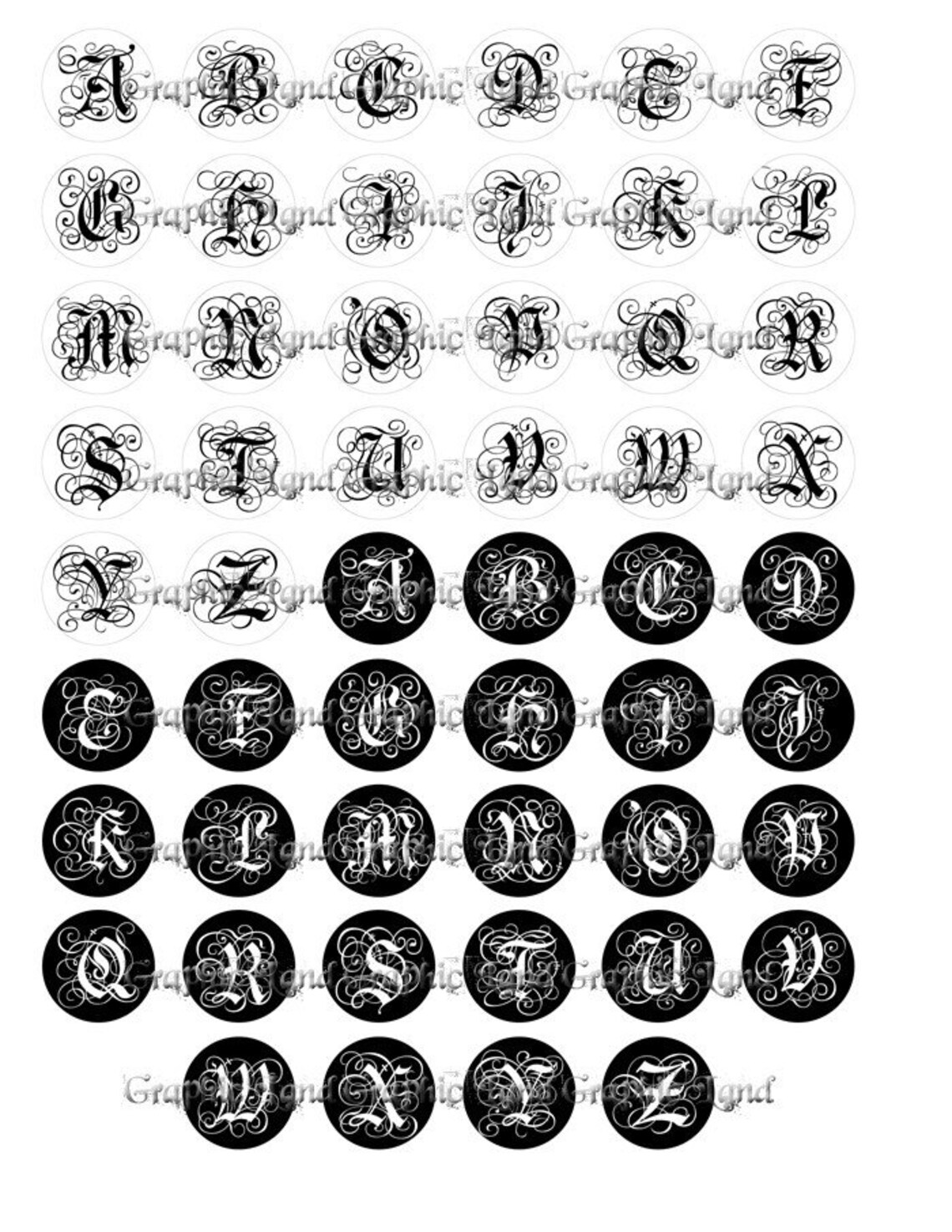 Alphabet Letters Digital Collage Sheet Monogram Bottle Cap 1 Inch ...