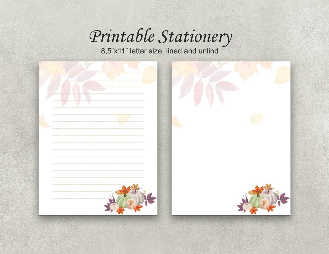 PRINTABLE Paper Letter Size 8.5x11 With Autumn Pumpkins, Printable ...