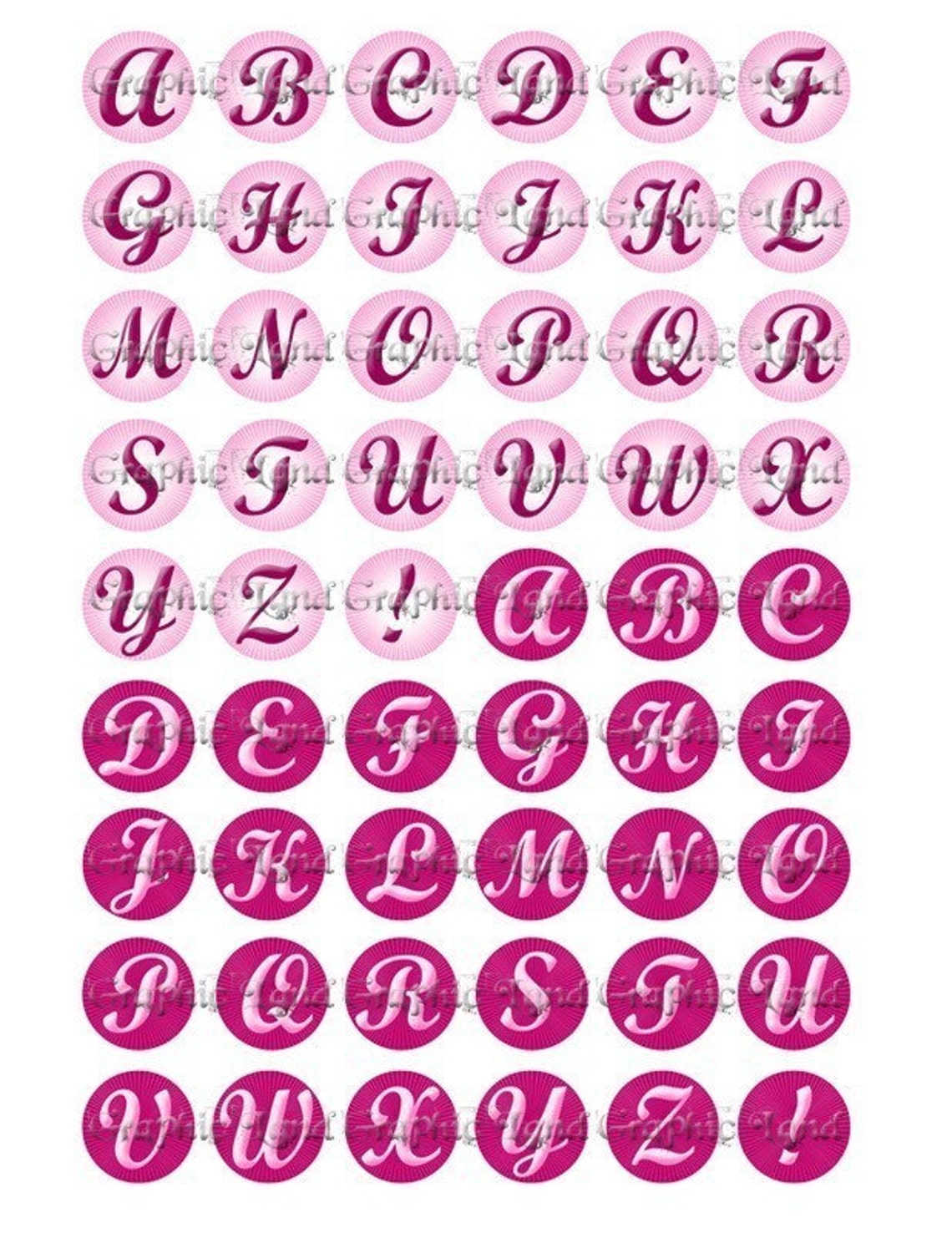 Pink Alphabet Letter Monogram Digital Collage Bottle Cap Pink Hot Pink ...