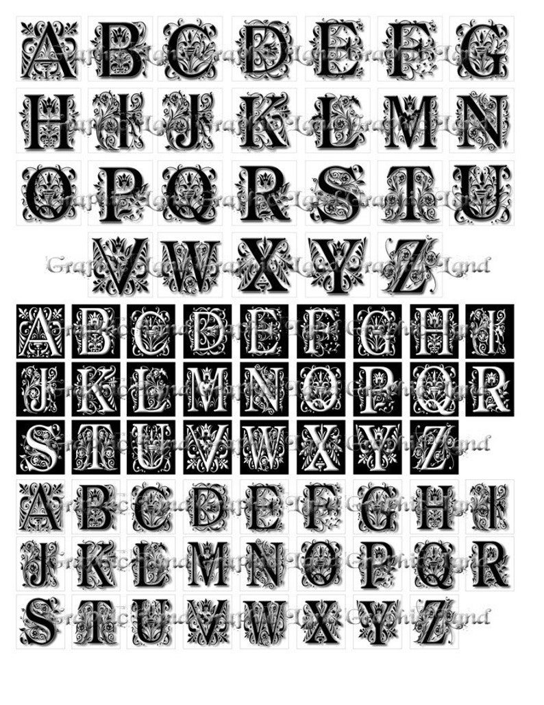Alphabet Letters Monogram Digital Collage Sheet 1 Inch Square Scrabble ...