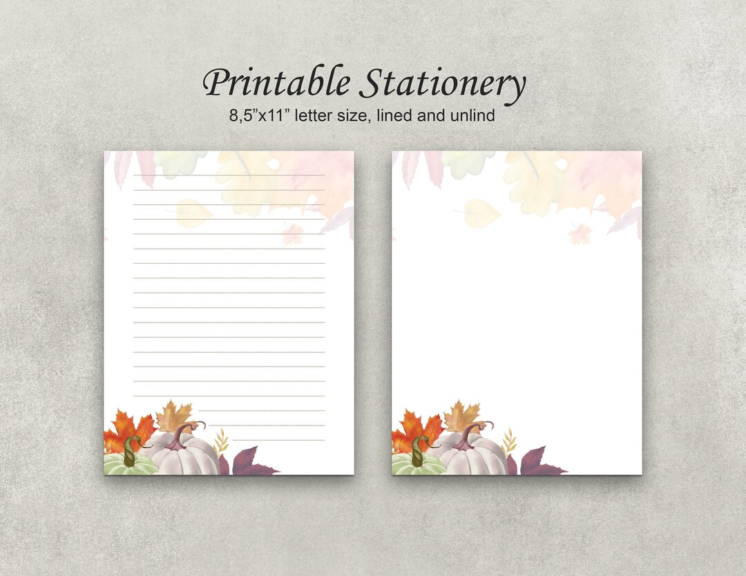 PRINTABLE Paper Letter Size 8.5x11 With Autumn Pumpkins, Printable ...