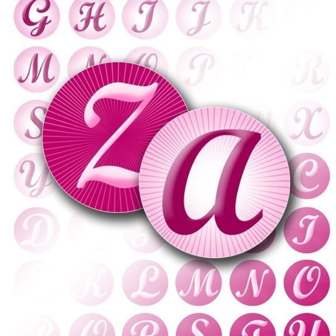 Pink Alphabet Letter Monogram Digital Collage Bottle Cap Pink Hot Pink ...