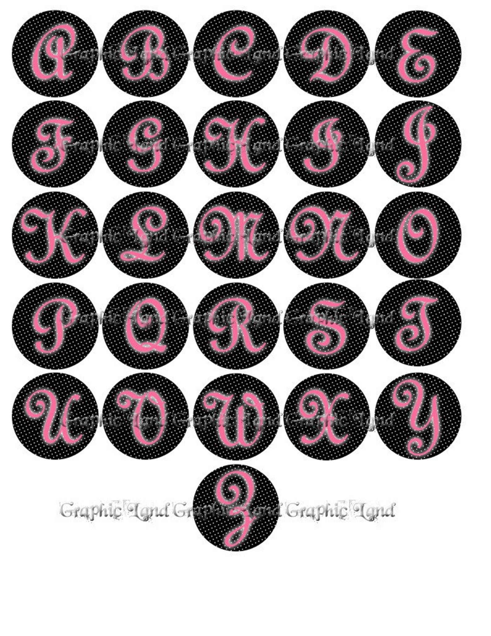 Alphabet Letters Digital Collage Sheet 1.5 Inch Circle Digital Art ...