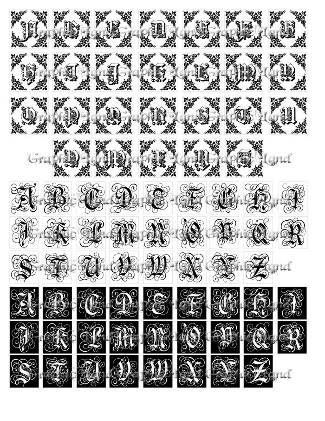 Digital Alphabet Letters Collage Sheet 1 Inch Graphics Download Art ...