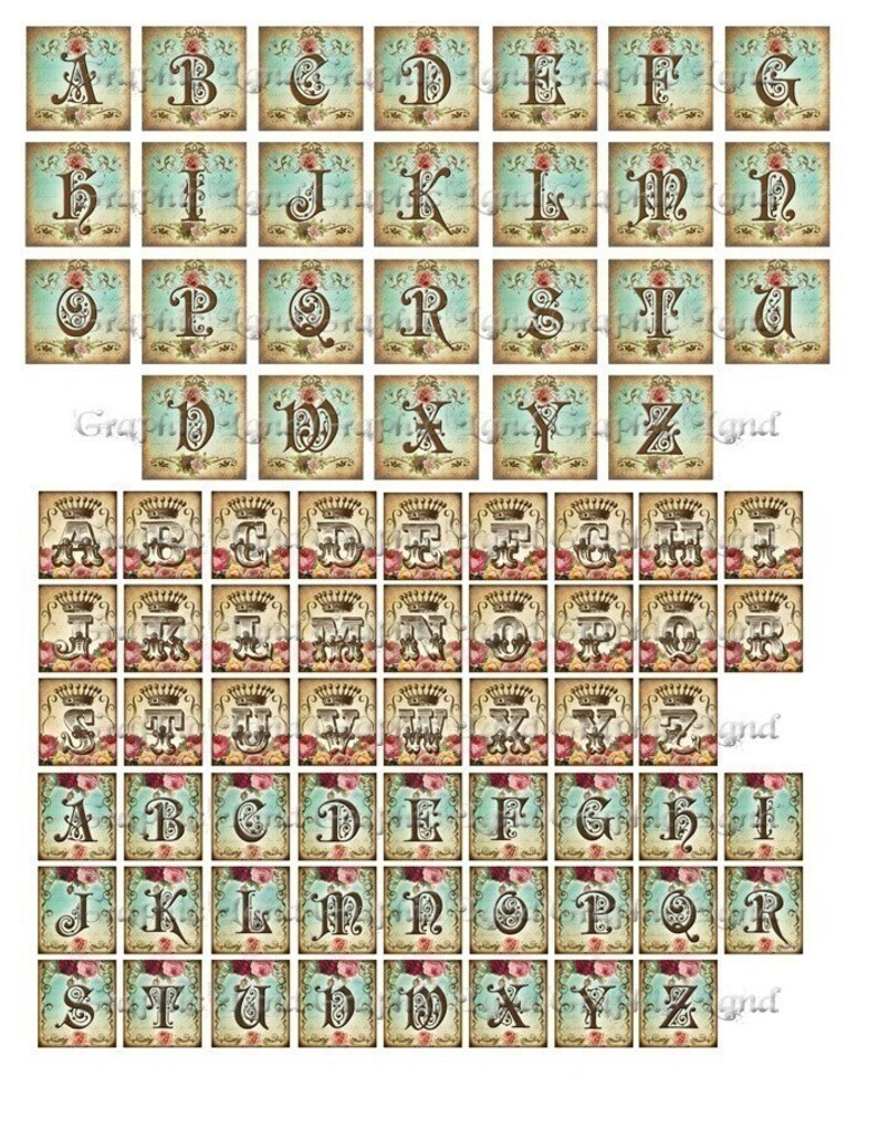 Digital Collage Sheet Alphabet Letters for Scrabble Tiles 1 Inch ...
