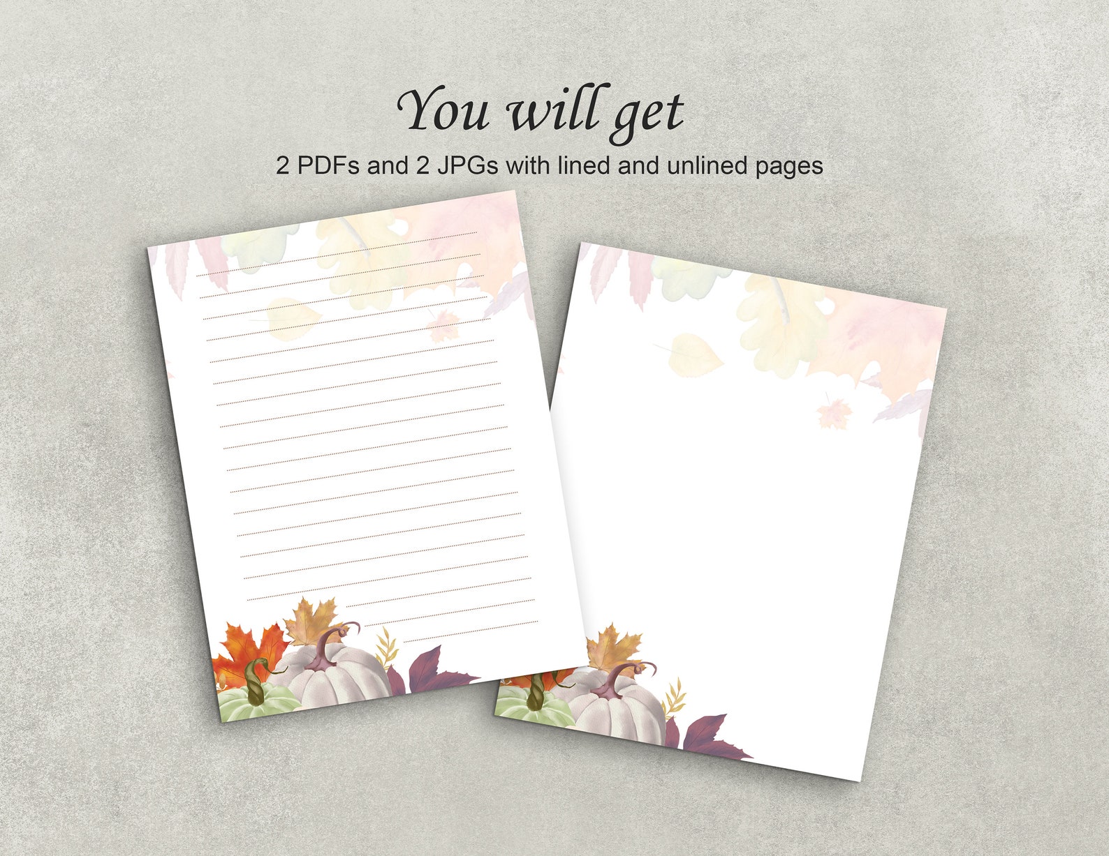 PRINTABLE Paper Letter Size 8.5x11 With Autumn Pumpkins, Printable ...