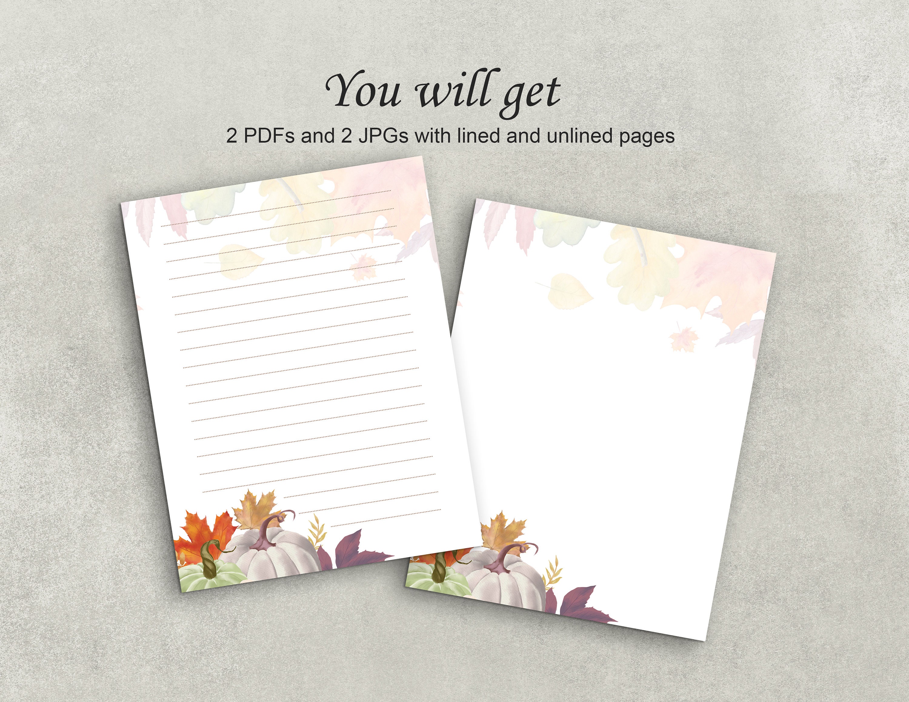 PRINTABLE Paper Letter Size 8.5x11 With Autumn Pumpkins, Printable ...