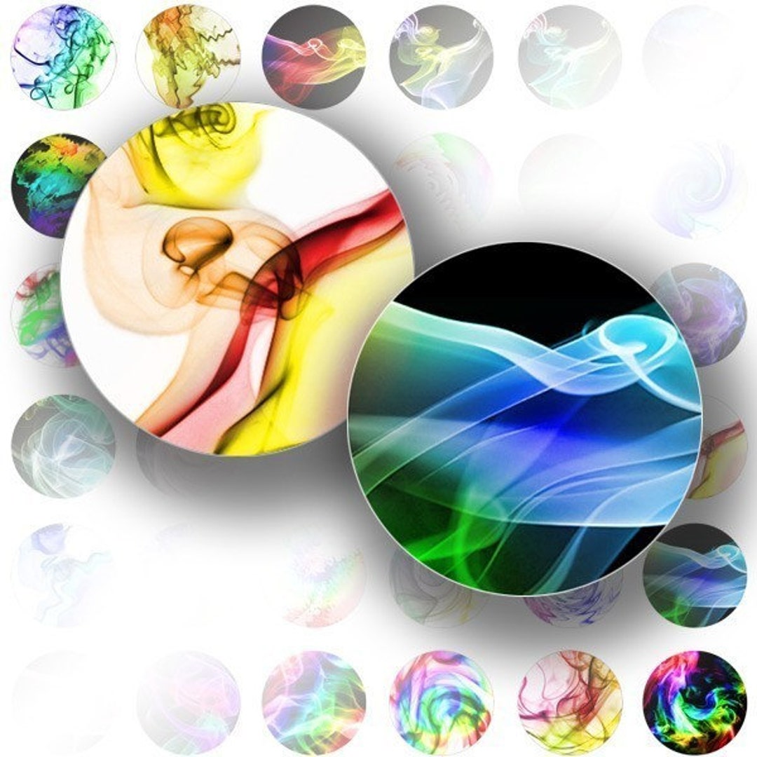 Smoky Rainbow Digital Collage Bottle Cap Size 1 Inch Circles Jewelry ...