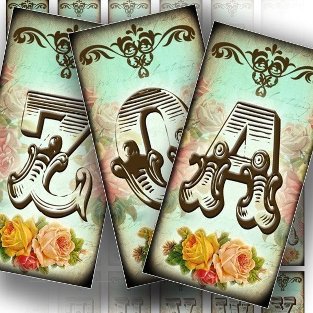 Vintage Alphabet Letters Digital Collage Sheet 1x2 Inch Domino Art ...
