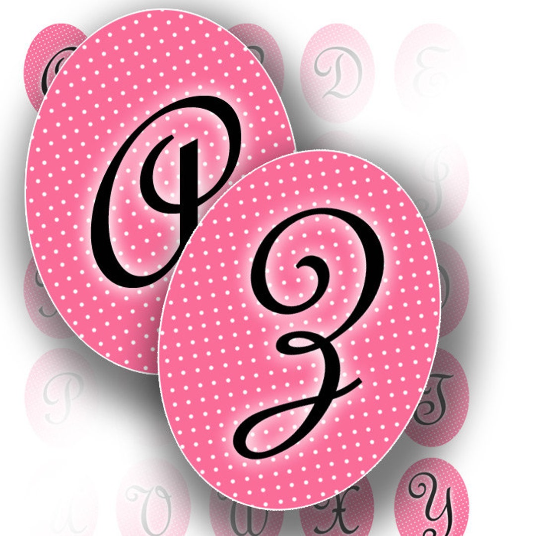 Polka Dots Alphabet Letters Printable Digital Collage Sheets Cameo Oval ...