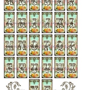 Vintage Alphabet Letters Digital Collage Sheet 1x2 Inch Domino Art ...