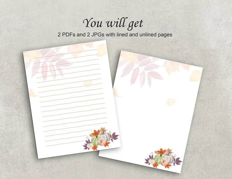 PRINTABLE Paper Letter Size 8.5x11 With Autumn Pumpkins, Printable ...