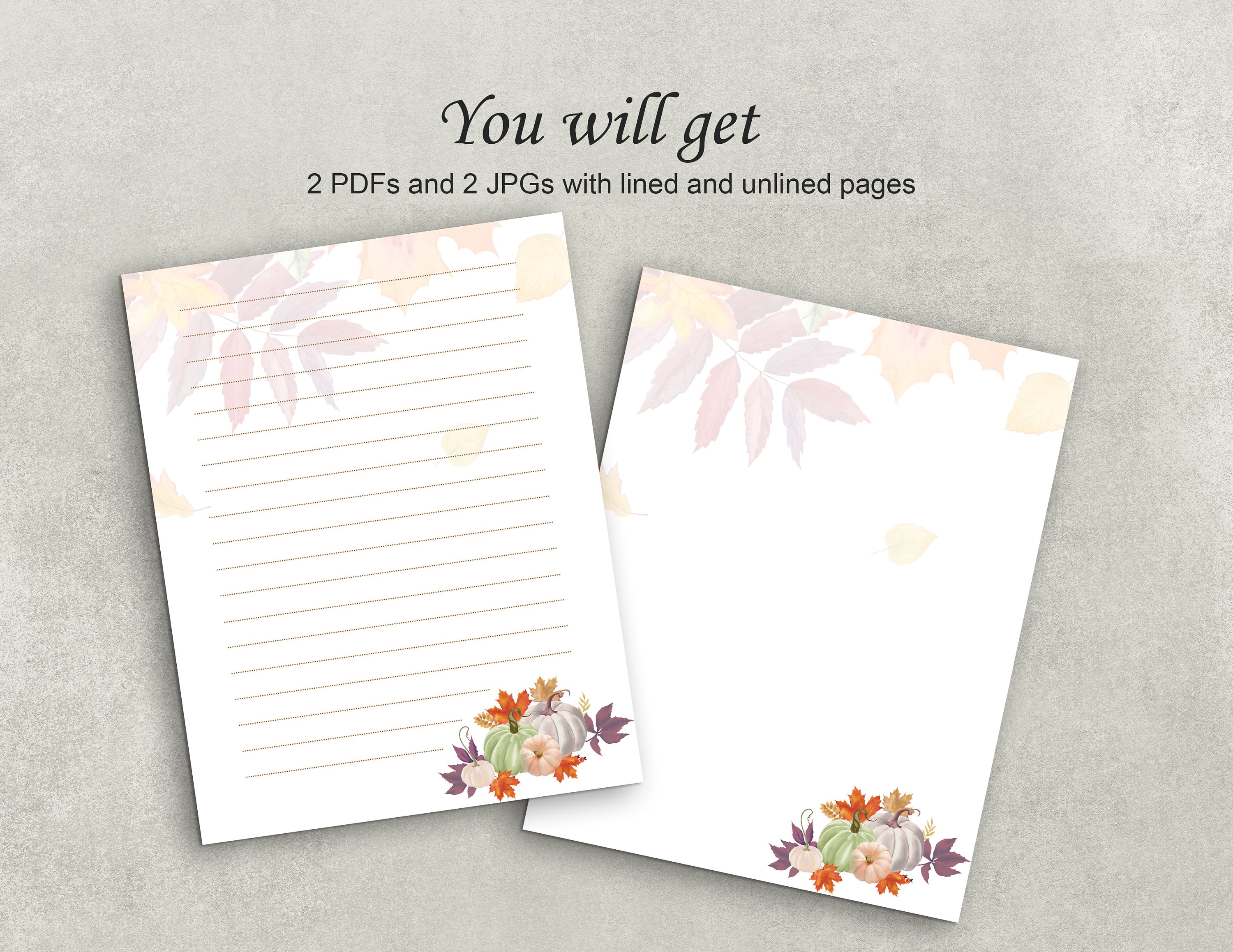 PRINTABLE Paper Letter Size 8.5x11 With Autumn Pumpkins, Printable ...