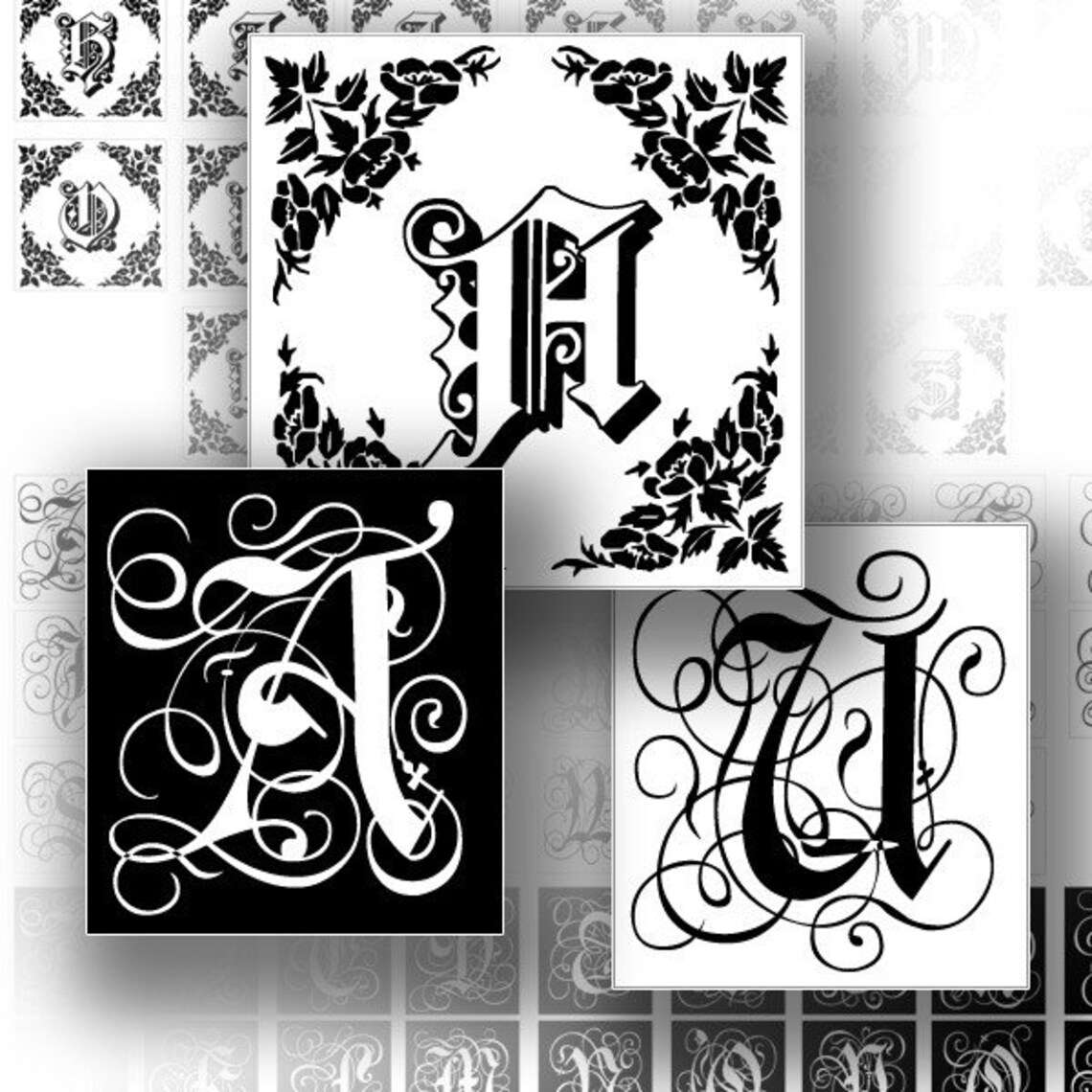 Digital Alphabet Letters Collage Sheet 1 Inch Graphics Download Art ...