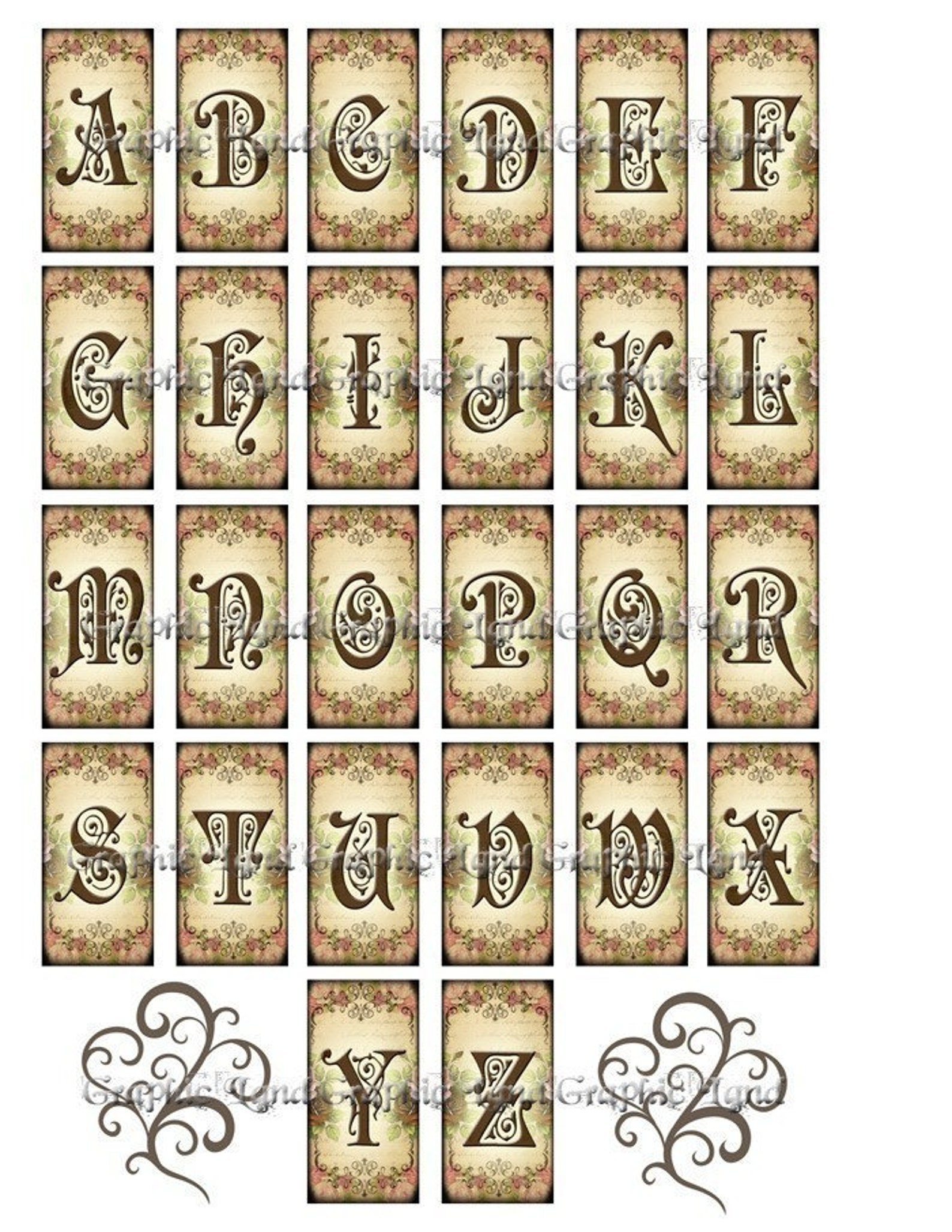 Digital Collage Sheet Download Art Domino Necklace Vintage Alphabet ...
