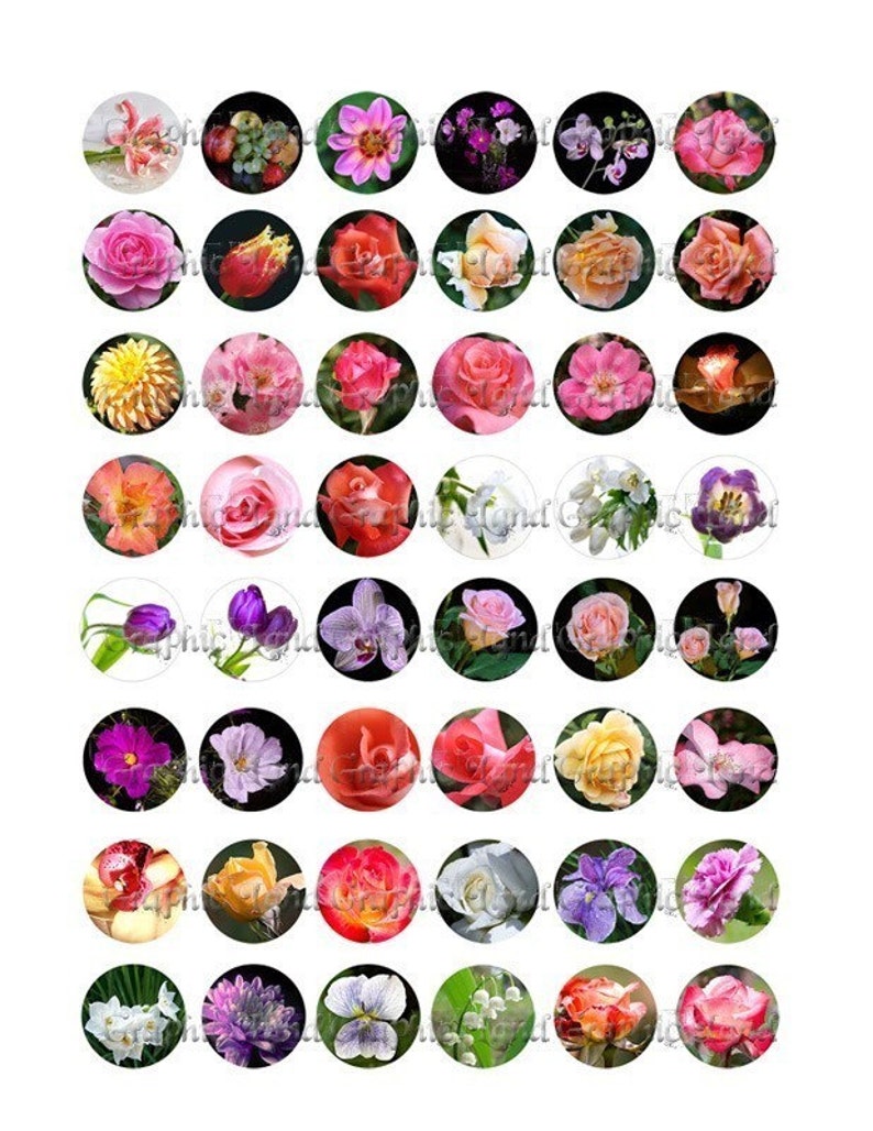 1 Inch Circle Digital Art Collage Sheet for Bottle Caps Images Jewelry ...