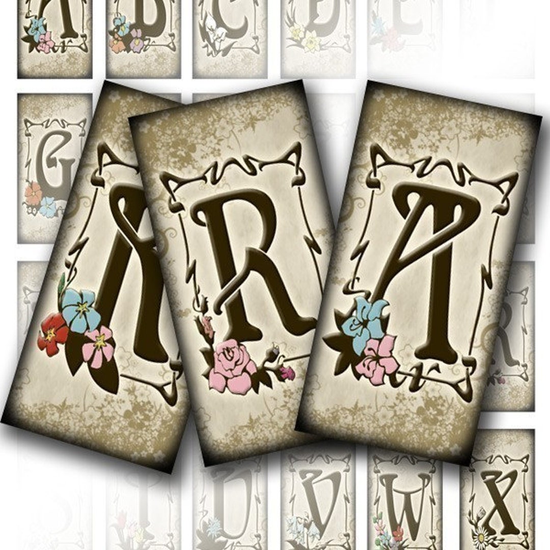 1x2 Inch Digital Collage Sheet for Domino Tiles Alphabet Letters Images ...