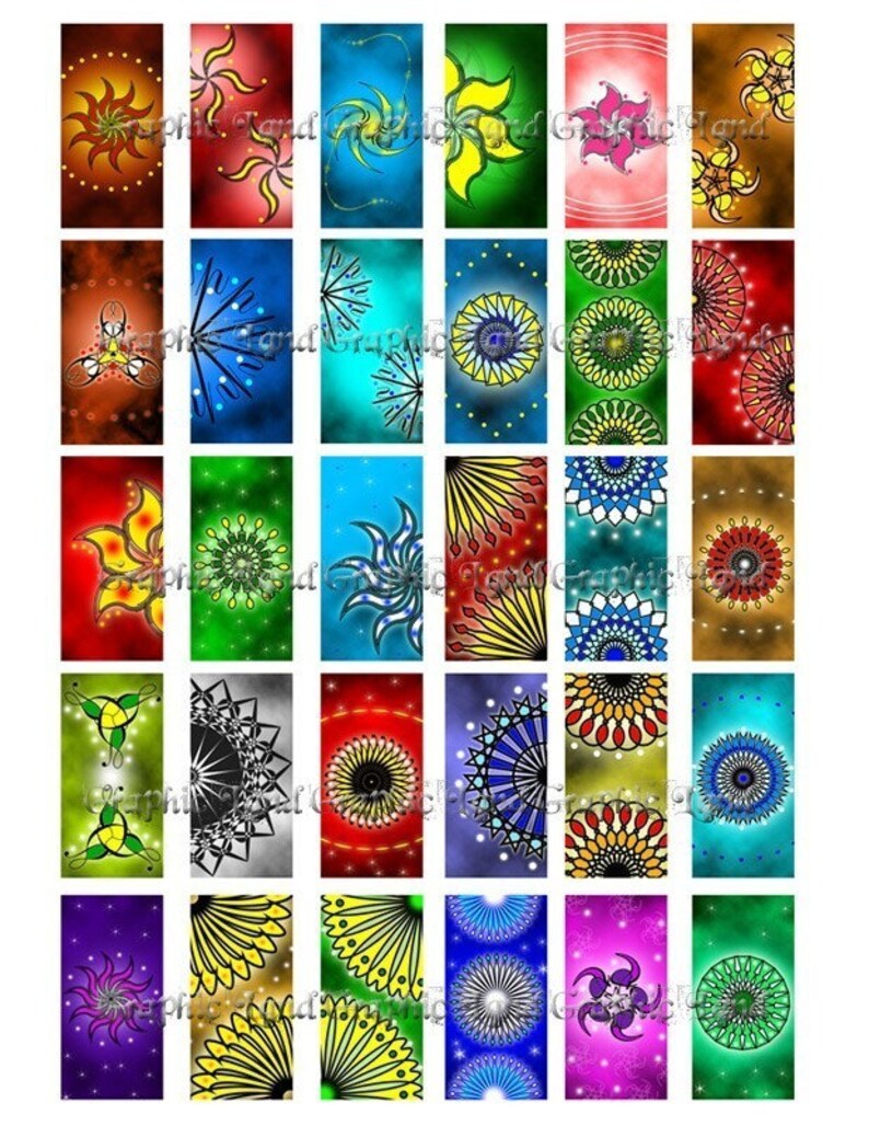 Fancy Spirograph Digital Collage Domino Tile Pedant 1x2 Inch Rectangles ...