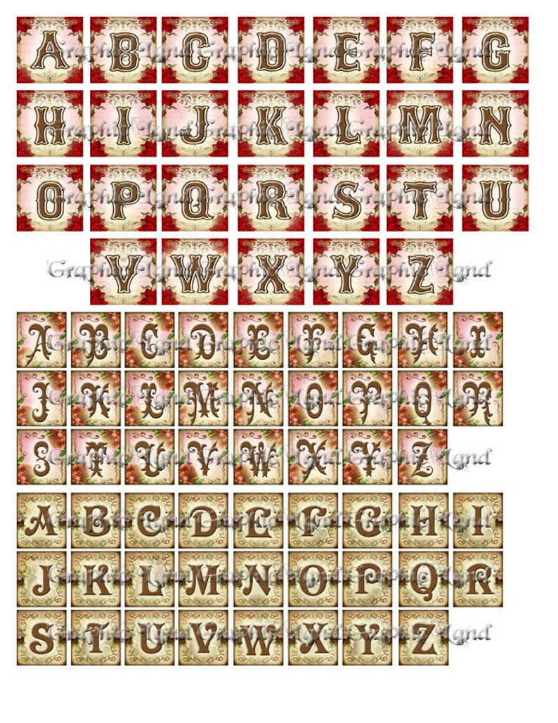Alphabet Letters Digital Collage for Scrabble Tiles 1 Inch Digital Art ...