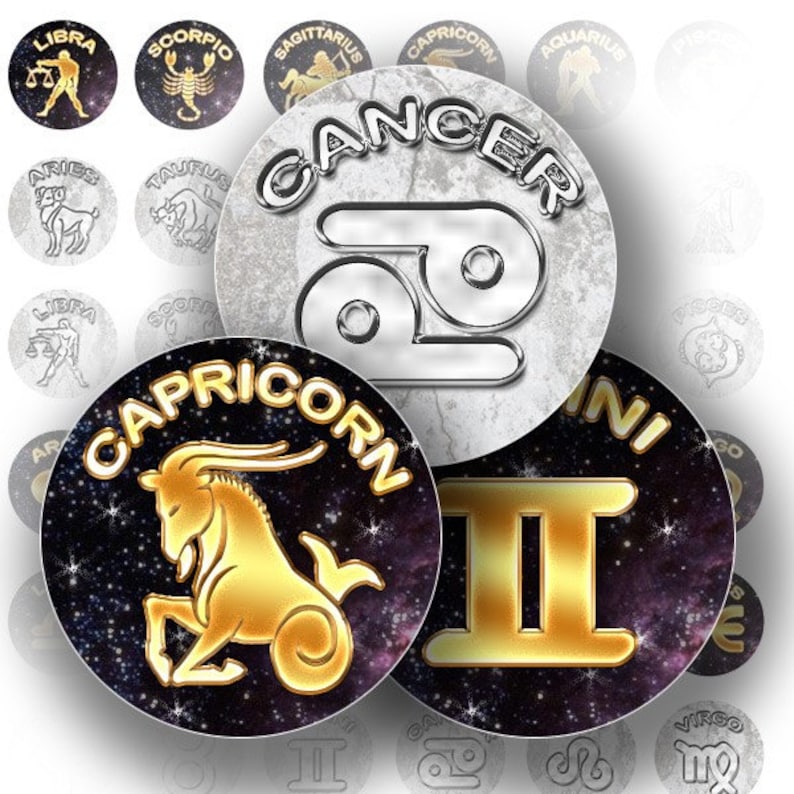 Zodiac 1 Inch Circle Digital Art Collage Sheet Bottle Caps Download ...